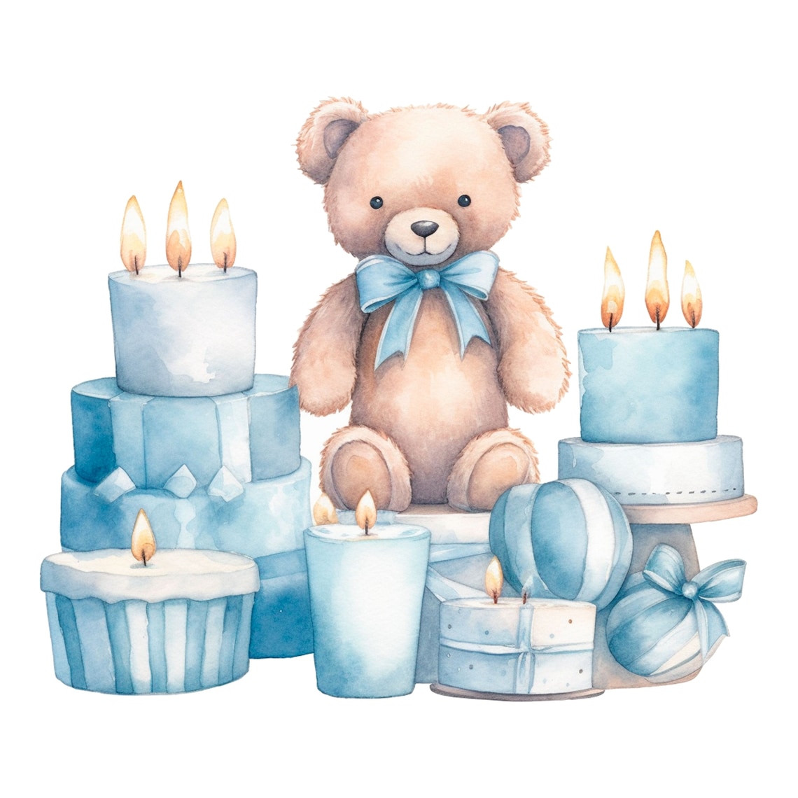 Blue Teddy Bear Clipartbundle 15 High Quality Pngwatercolor - Etsy