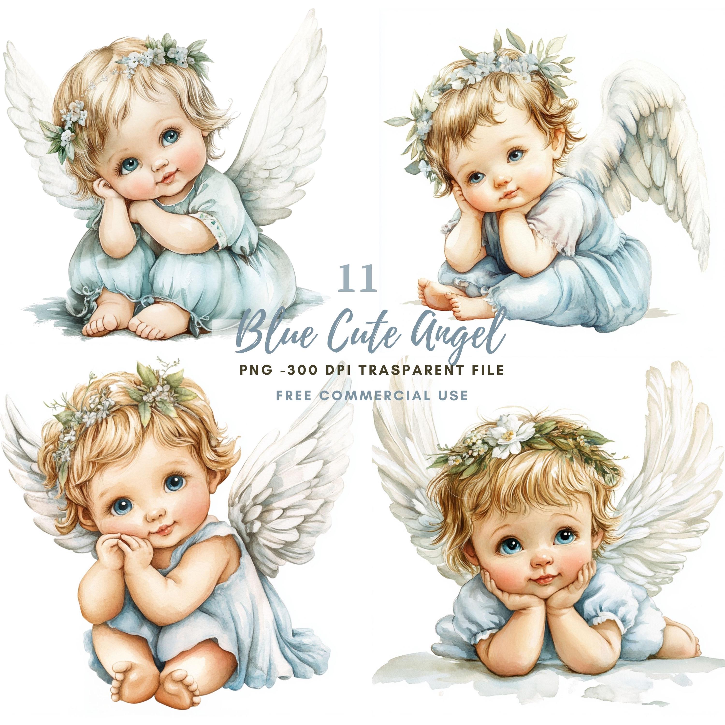 Guardian Angel Clipart PNG Bundle 11 High Quality | Watercolor Blue ...
