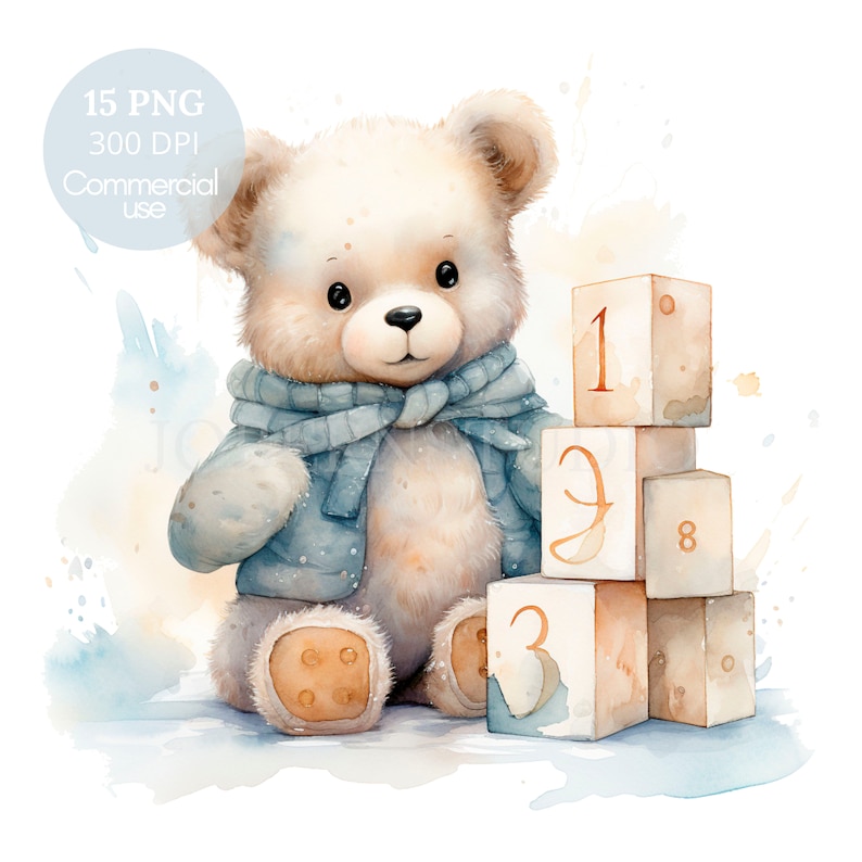 Blue Teddy Bear Clipart Pngbundle 15 High Quality Jpgdigital - Etsy