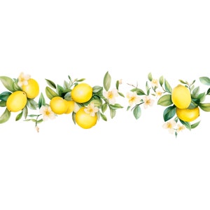 Lemon Garland Clipart Bundle 10 High Quality PNG, Watercolor Fruit ...