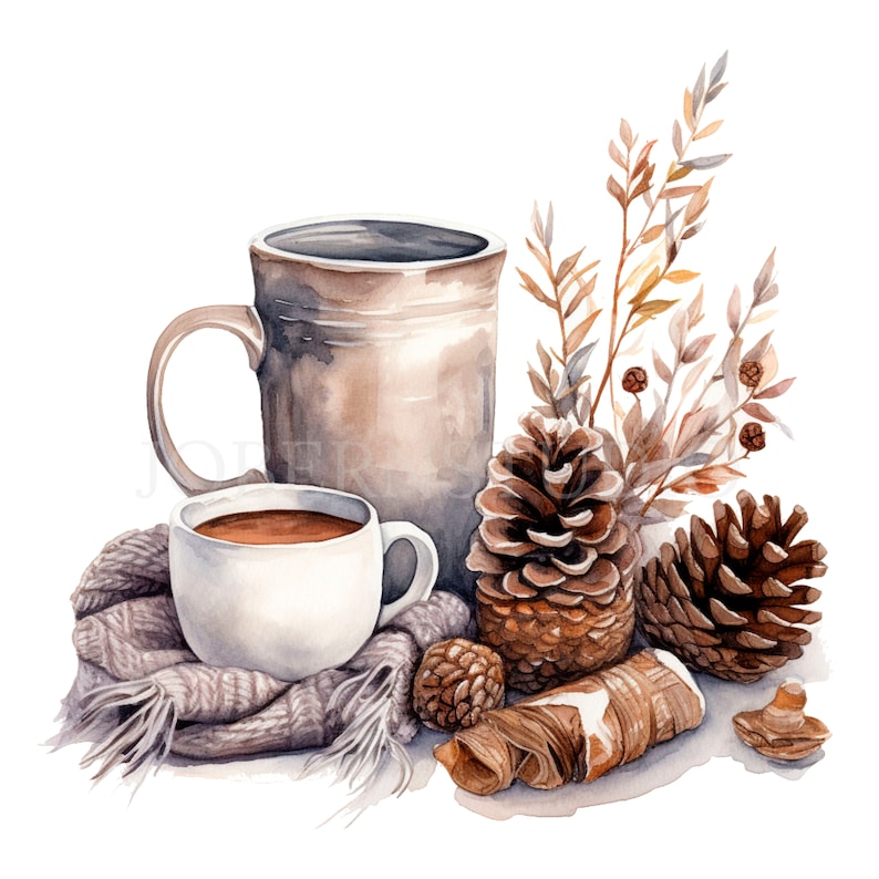 Cozy Winter Coffee Clipart Png,bundle 15 High Quality Jpg,digital ...