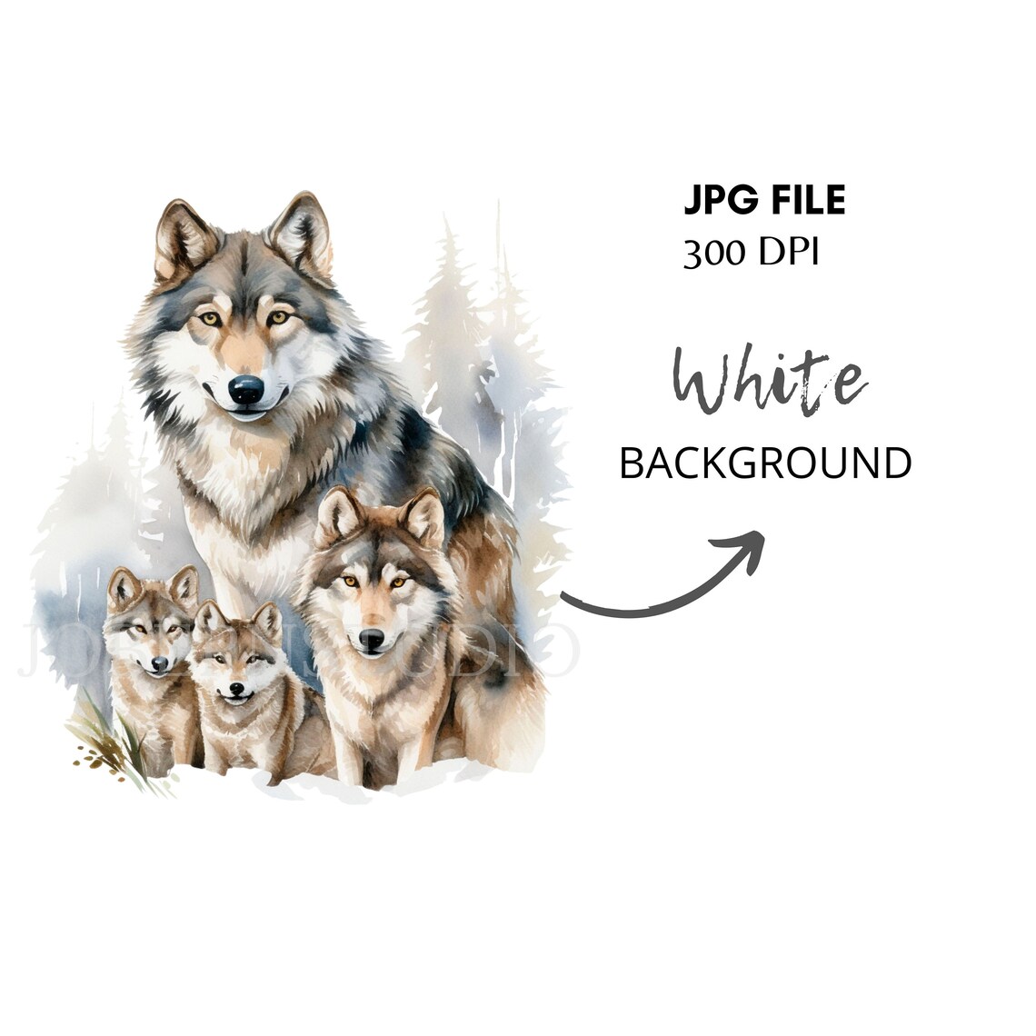 Wolf Family Clipart Png,bundle 15 High Quality Jpg,digital Download ...