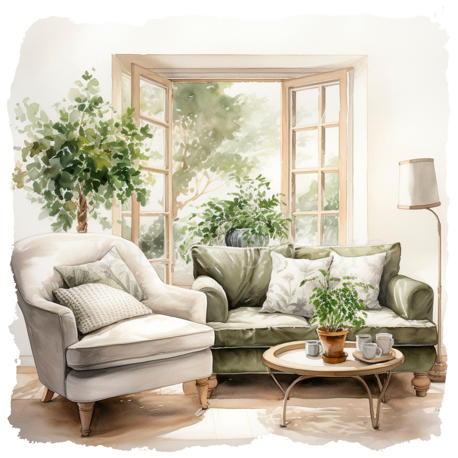 Living Room Clipart Bundle 15 High Quality Png,watercolor Home Decor ...