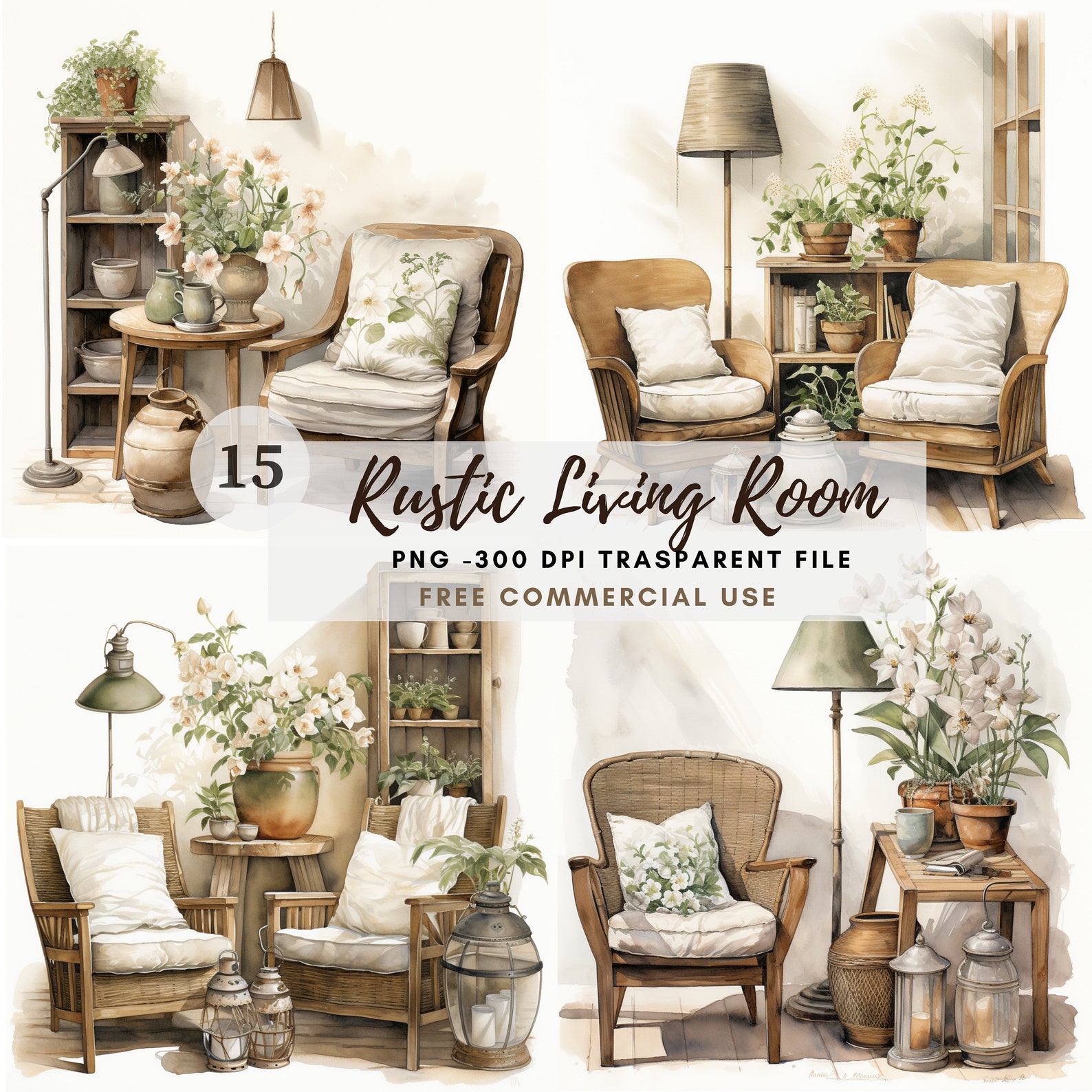 Living Room Clipart Bundle 15 High Quality Png,cottage Home Decor ...