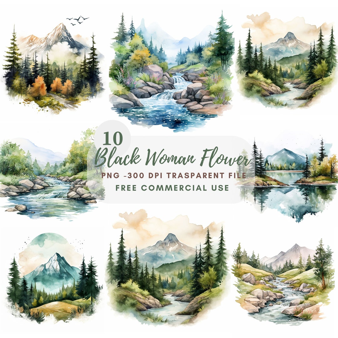 Mountain Landscape Clipart Png,bundle 14 High Quality,watercolor ...