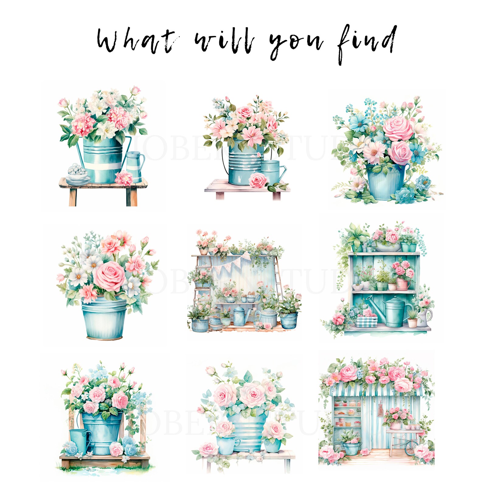 Shabby Chic Garden Clipart Bundle 15 High Quality Png,pink Flower ...