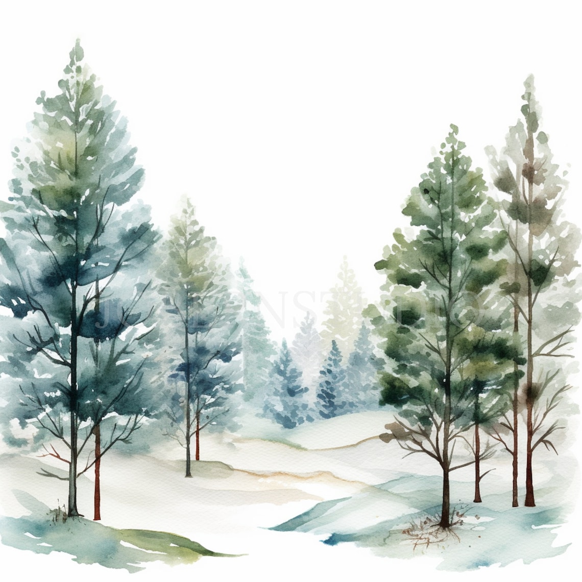 Snow Forest Landscape Clipart Png,bundle 18 High Quality,watercolor ...