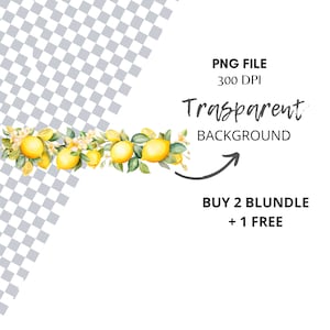 Lemon Garland Clipart Bundle 10 High Quality PNG, Watercolor Fruit ...