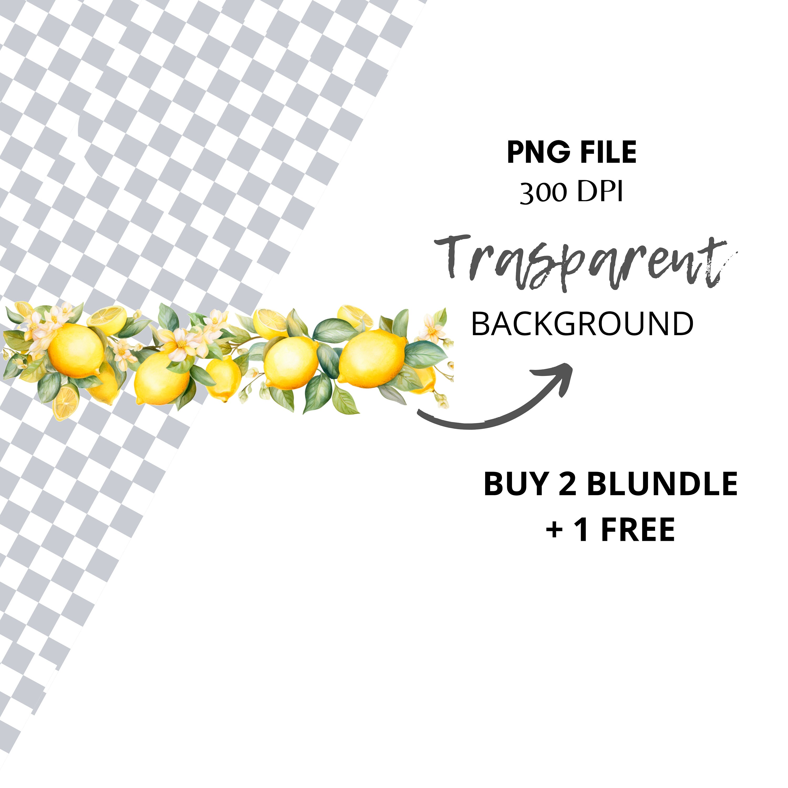 Lemon Garland Clipart Bundle 10 High Quality PNG, Watercolor Fruit ...