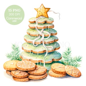 Christmas Cookies Clipart Bundle 15 High Quality Png,watercolor Clip ...
