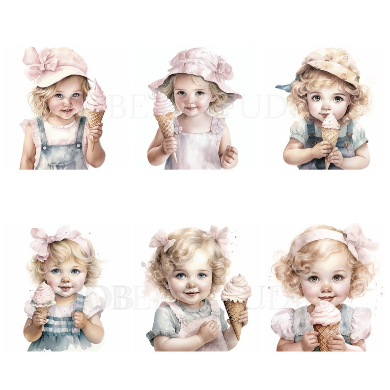 Watercolor Retro Baby Ice Cream Clipart Png,bundle 15 High Quality ...
