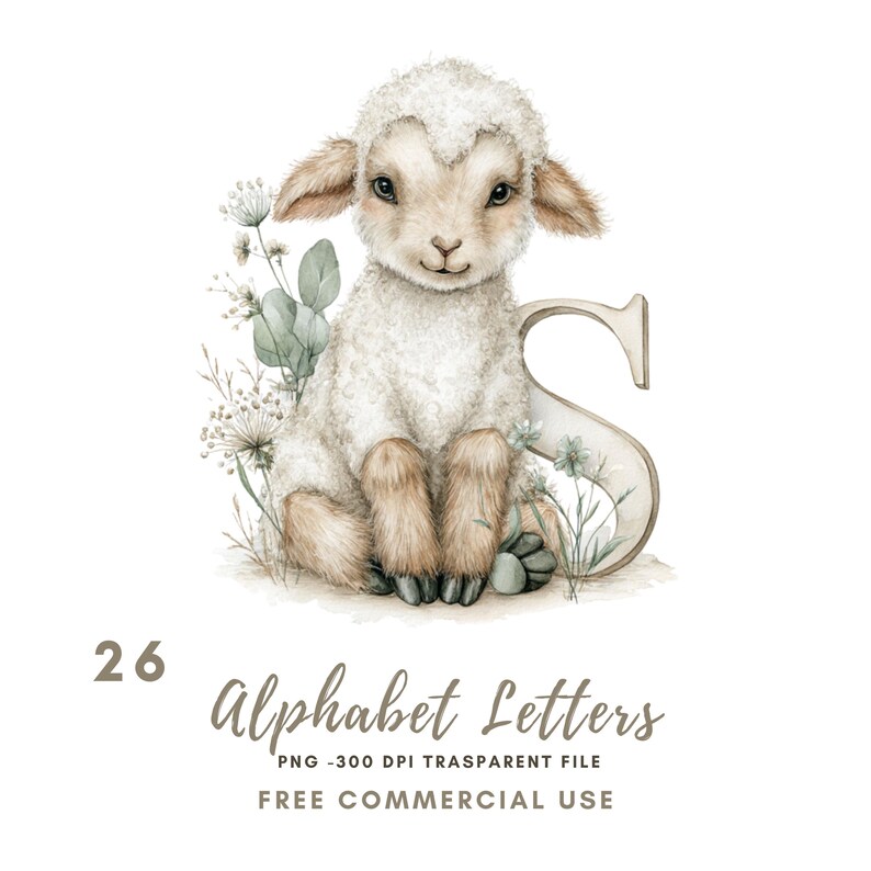 Watercolor Animal Alphabet Clipart, Nursery Letters , Printable ...