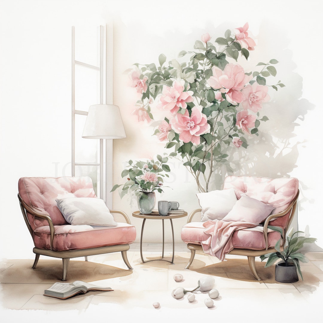 Living Room Clipart Bundle 15 High Quality Png,watercolor Home Decor ...