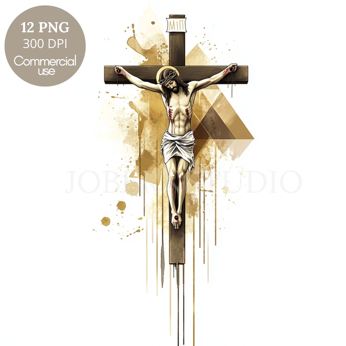 Crucifix Cross Clipart Bundle 12 High Quality Png,watercolor Beige ...