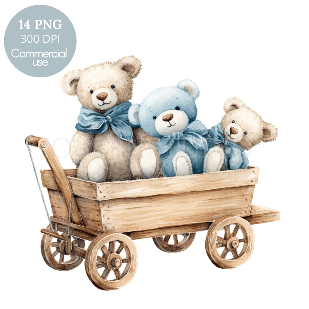 Blue Teddy Bear Nursery Clipart PNG 14 High Quality,watercolor Teddy ...