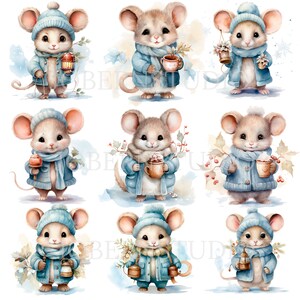 Winter Mouse Clipart Png,bundle 15 High Quality Jpg,digital Download ...