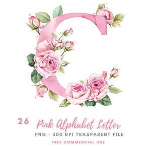 Pink Alphabet Letter Clipart Bundle 26 High Quality PNG, Watercolor ...