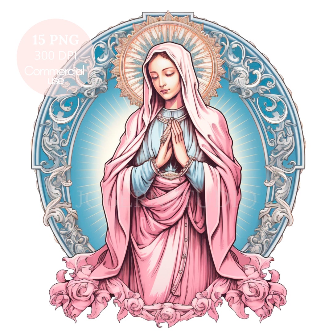 Pink Virgin Mary Clipart,bundle 15 High Quality Png,watercolor Clip Art ...