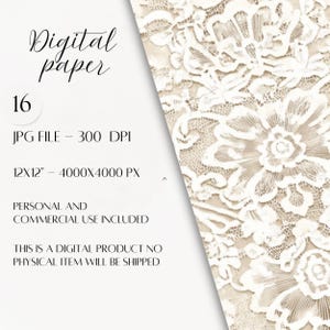 White Lace Digital Paper Pack-16 Vintage Scrapbook Junk Journal Papers ...