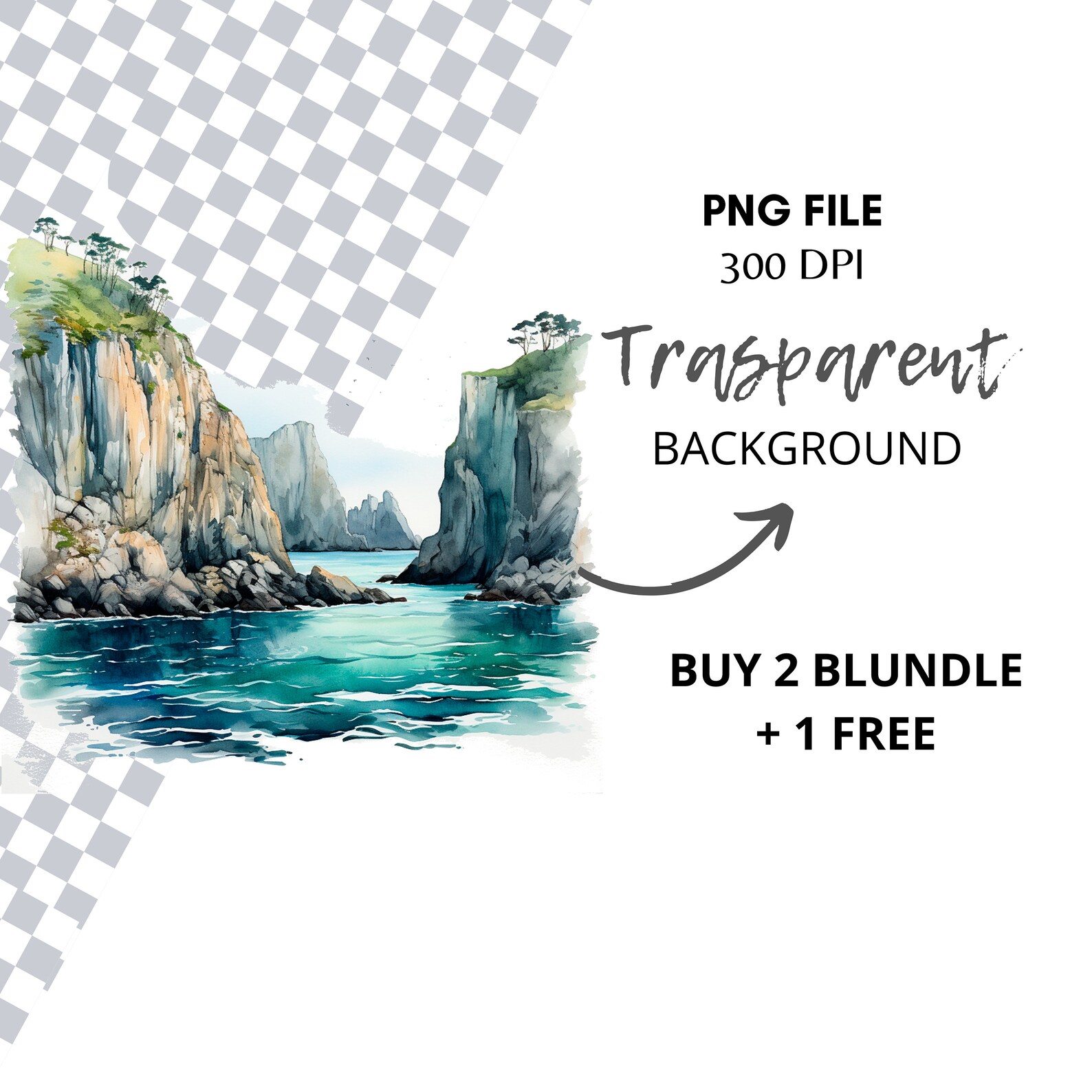 Coasts Cliffs Landscape Clipart Png,bundle 10 High Quality,watercolor ...