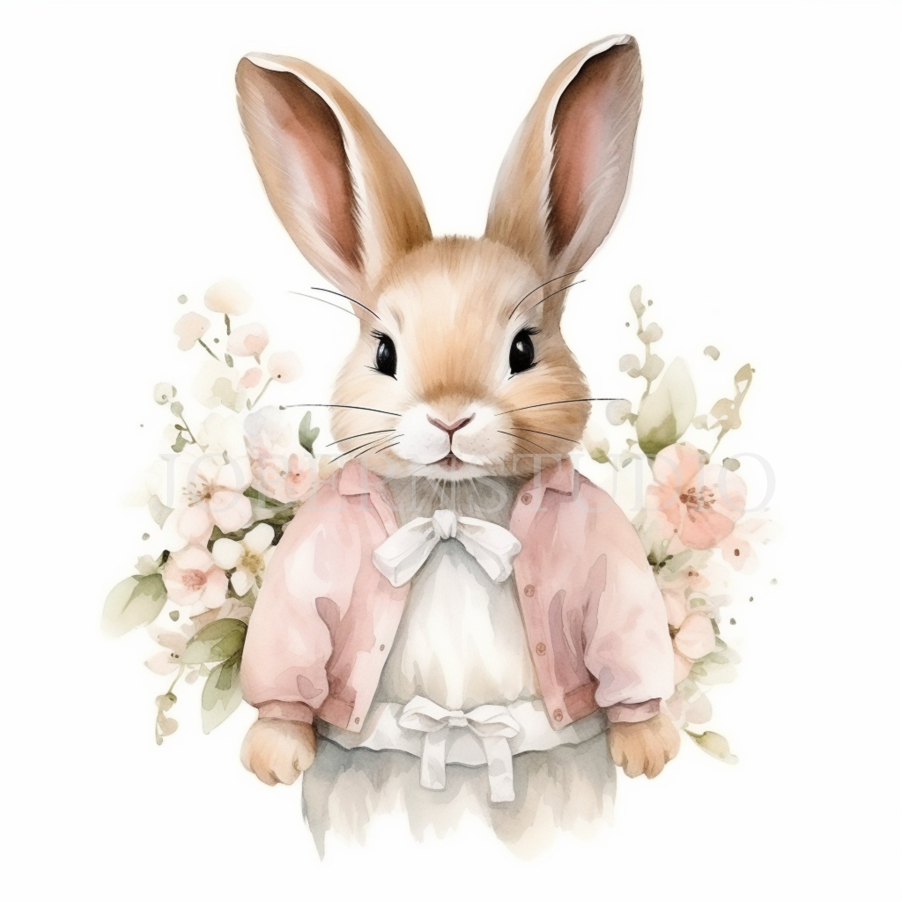 Bunny With Flower Clipart PNG Bundle 15 High Quality Jpg,spring ...