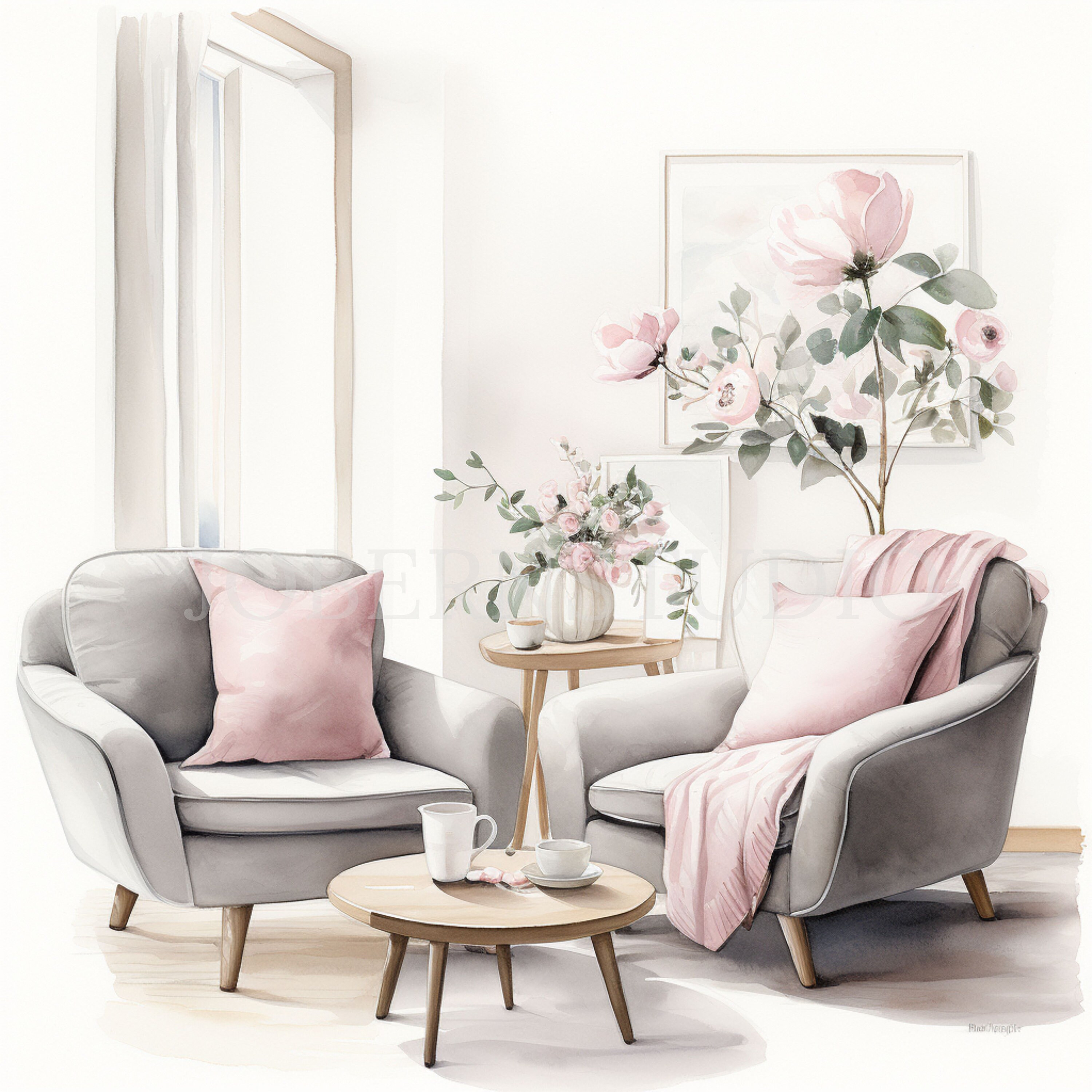 Living Room Clipart Bundle 15 High Quality Png,watercolor Home Decor ...