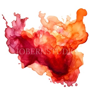 Watercolor Fall Color Splash Clipart,15 Watercolor Graphics Alcohol Ink ...