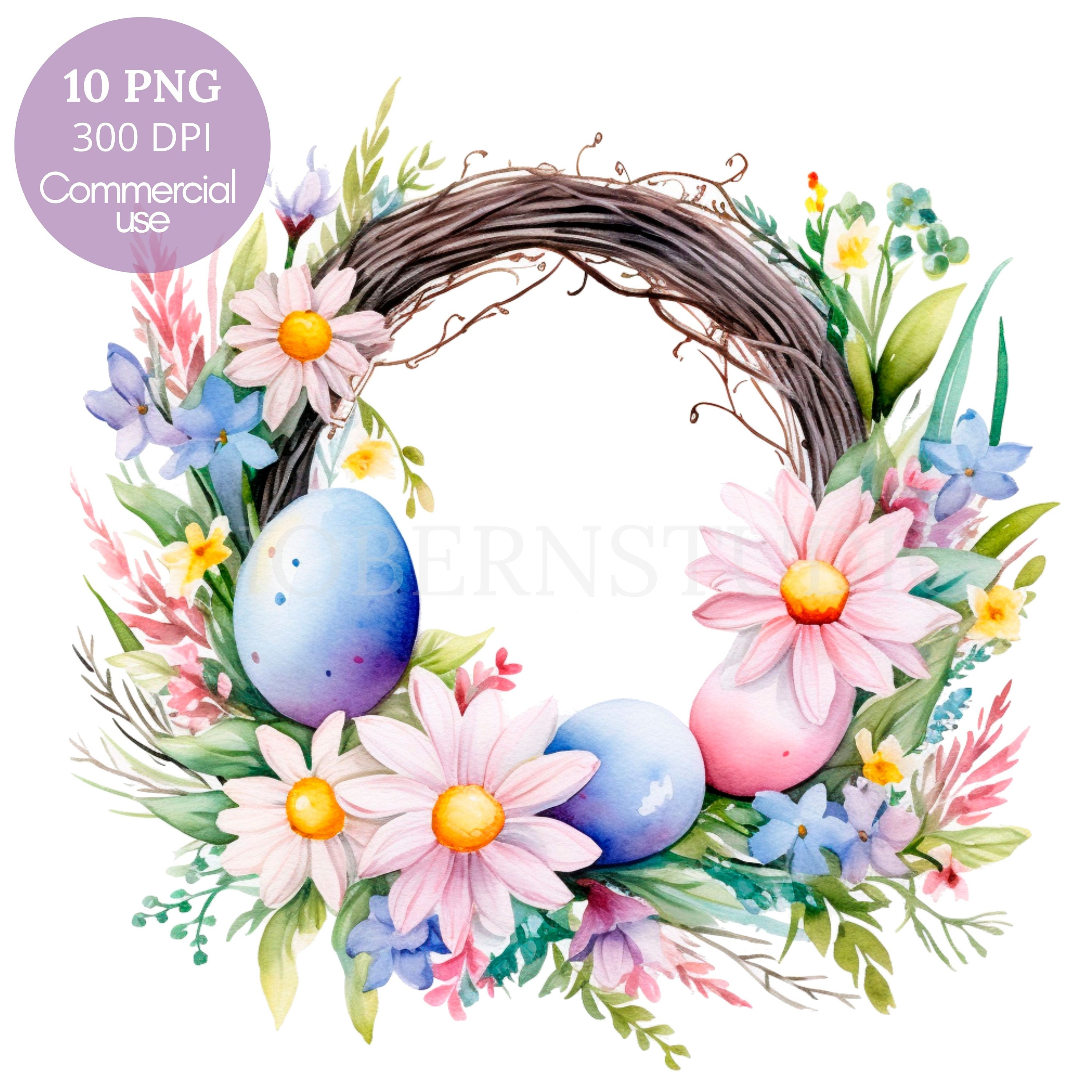 Easter Garland Wreath Clipart PNG Bundle 10 High Quality, Easter ...