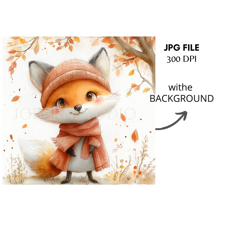 Watercolor Fox Clipart,bundle 8 High Quality Png,fall Autumn Fox,winter ...