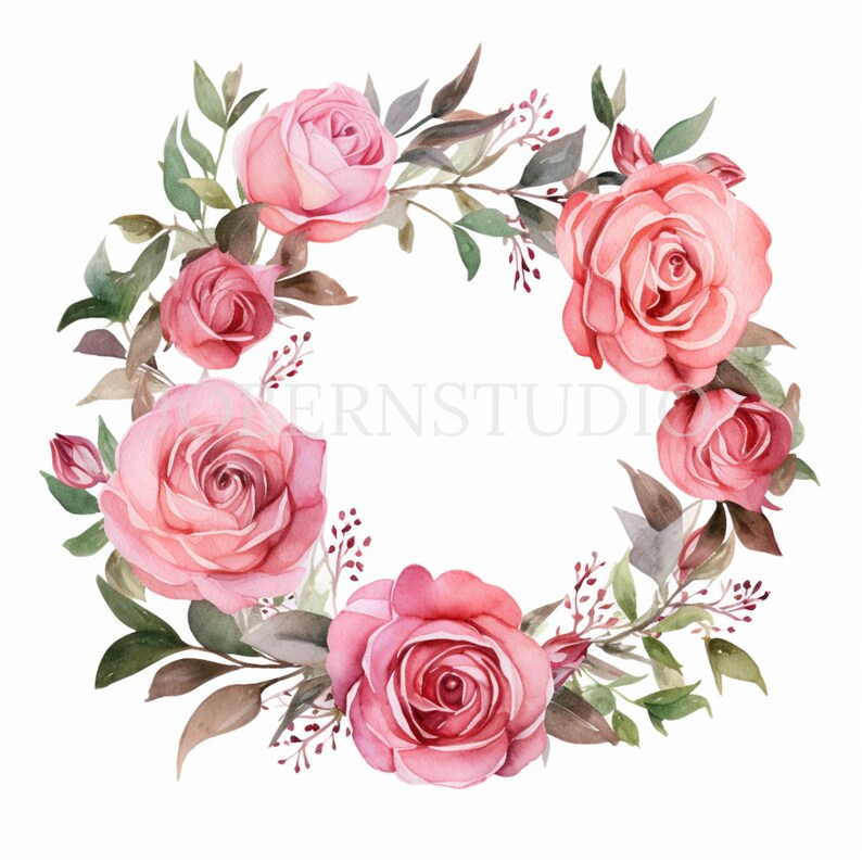 Rose Garland Clipart Bundle 10 High Quality Png,watercolor Floral ...
