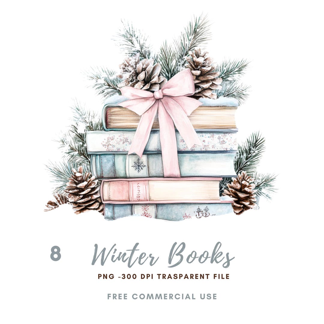 Cozy Winter Books Clipart PNG | Bundle 8 High Quality | Watercolor ...