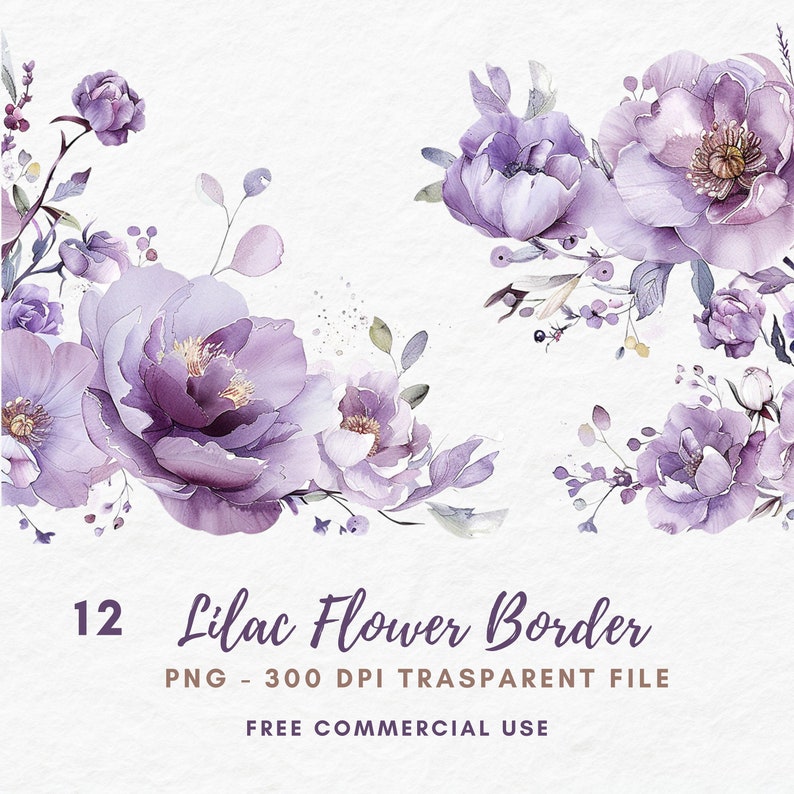 Lilac Flower Rose Border,garland Clipart Bundle 12 High Quality PNG ...