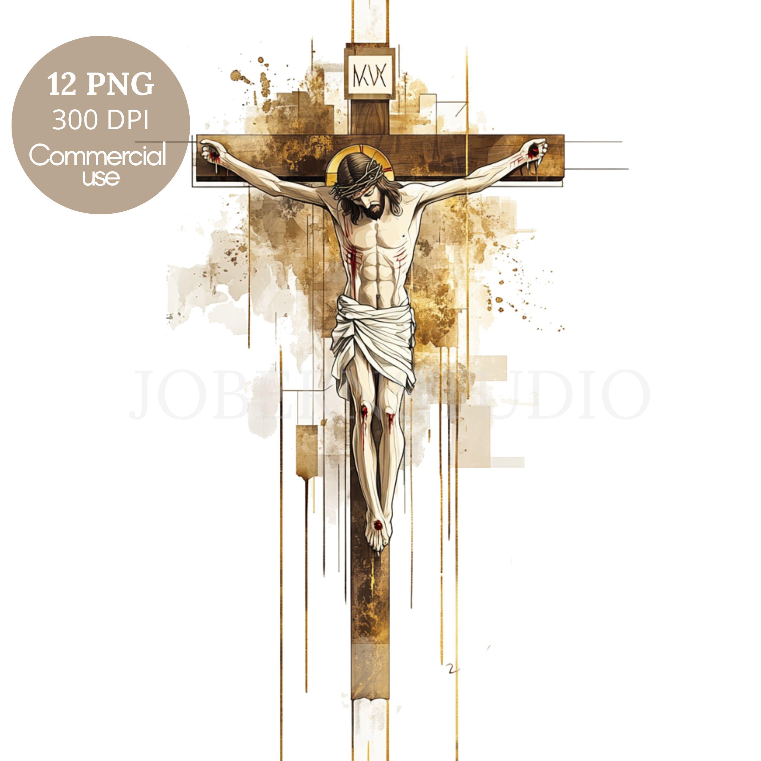 Crucifix Cross Clipart Bundle 12 High Quality Png,watercolor Beige ...