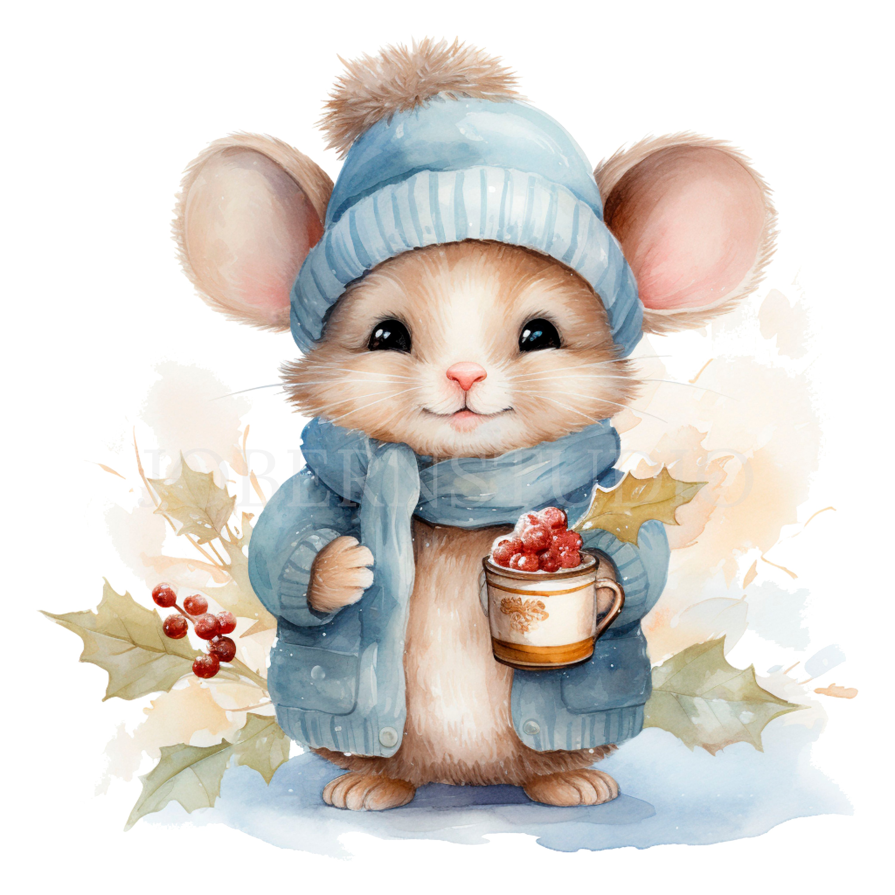 Winter Mouse Clipart Pngbundle 15 High Quality Jpgdigital - Etsy