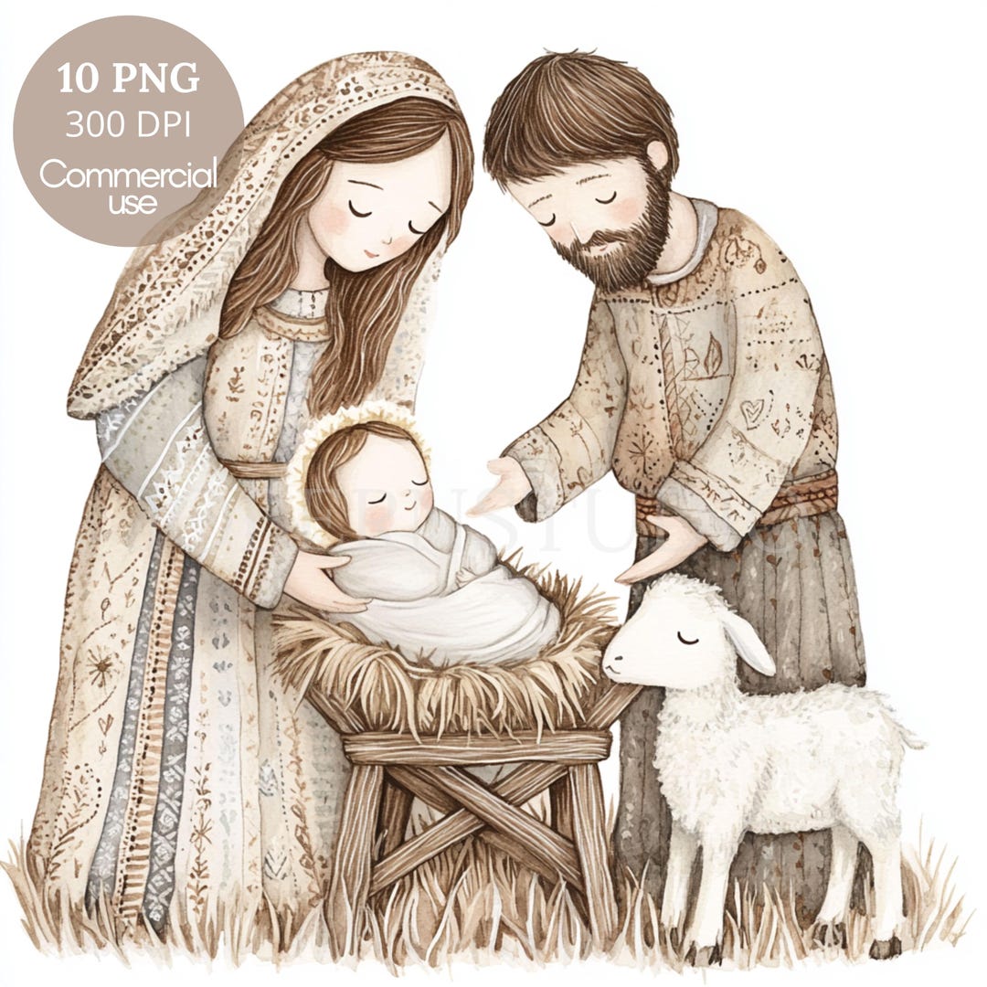 Nativity Clipart Bundle 10 High Quality Png,watercolor Nativity Sacred ...