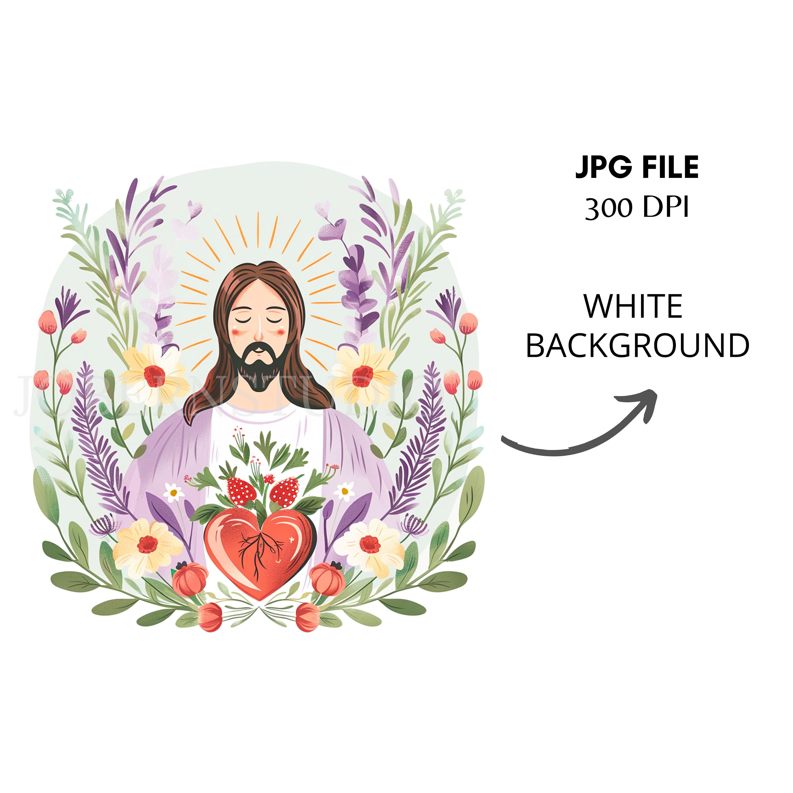 Jesus Christ Clipart Bundle 15 High Quality PNG, Sacred Heart Jesus ...
