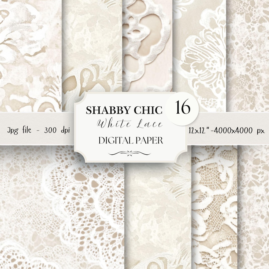 White Lace Digital Paper Pack-16 Vintage Scrapbook Junk Journal Papers ...