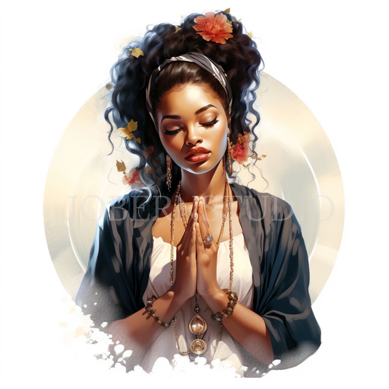 Black Woman Praying Clipart Png,bundle 10 High Quality Jpg,digital Download,card Making,digital ...