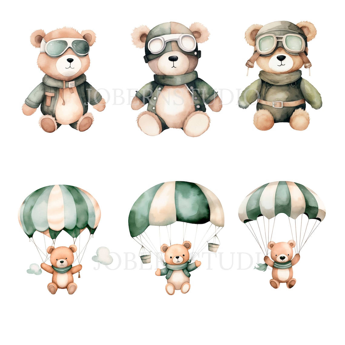 Teddy Bear Aviator Clipart PNG Bundle 15 High Quality - Etsy