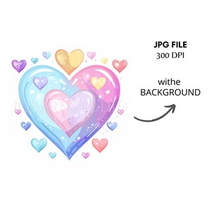 Cute Heart Clipart Bundle 12 High Quality PNG, Watercolor Heart Pastel ...