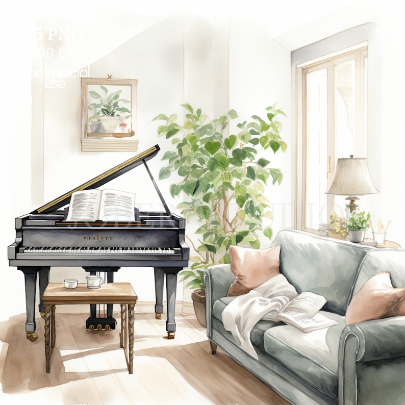 Living Room Clipart Bundle 15 High Quality Png,watercolor Home Decor ...