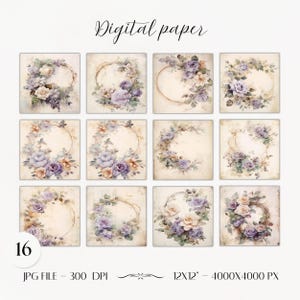 Shabby Chic Digital Paper Pack- 16 Vintage Scrapbook Junk Journal ...