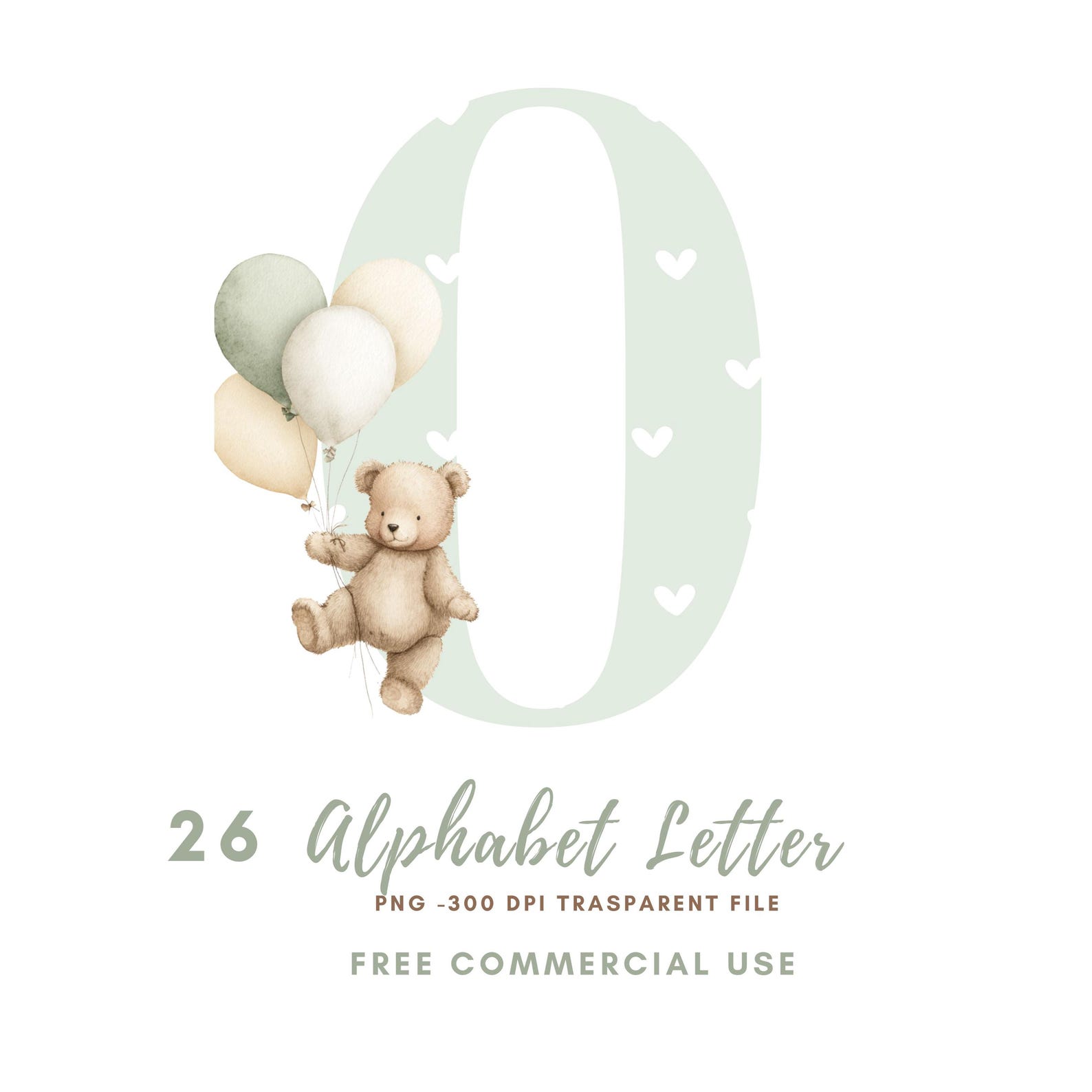 Nursery Green Alphabet Letter Clipart Bundle 26 High Quality PNG ...