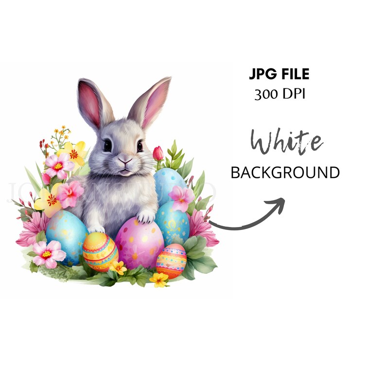 Easter Bunny Clipart PNG Bundle 10 High Quality JPG, Easter Watercolor ...