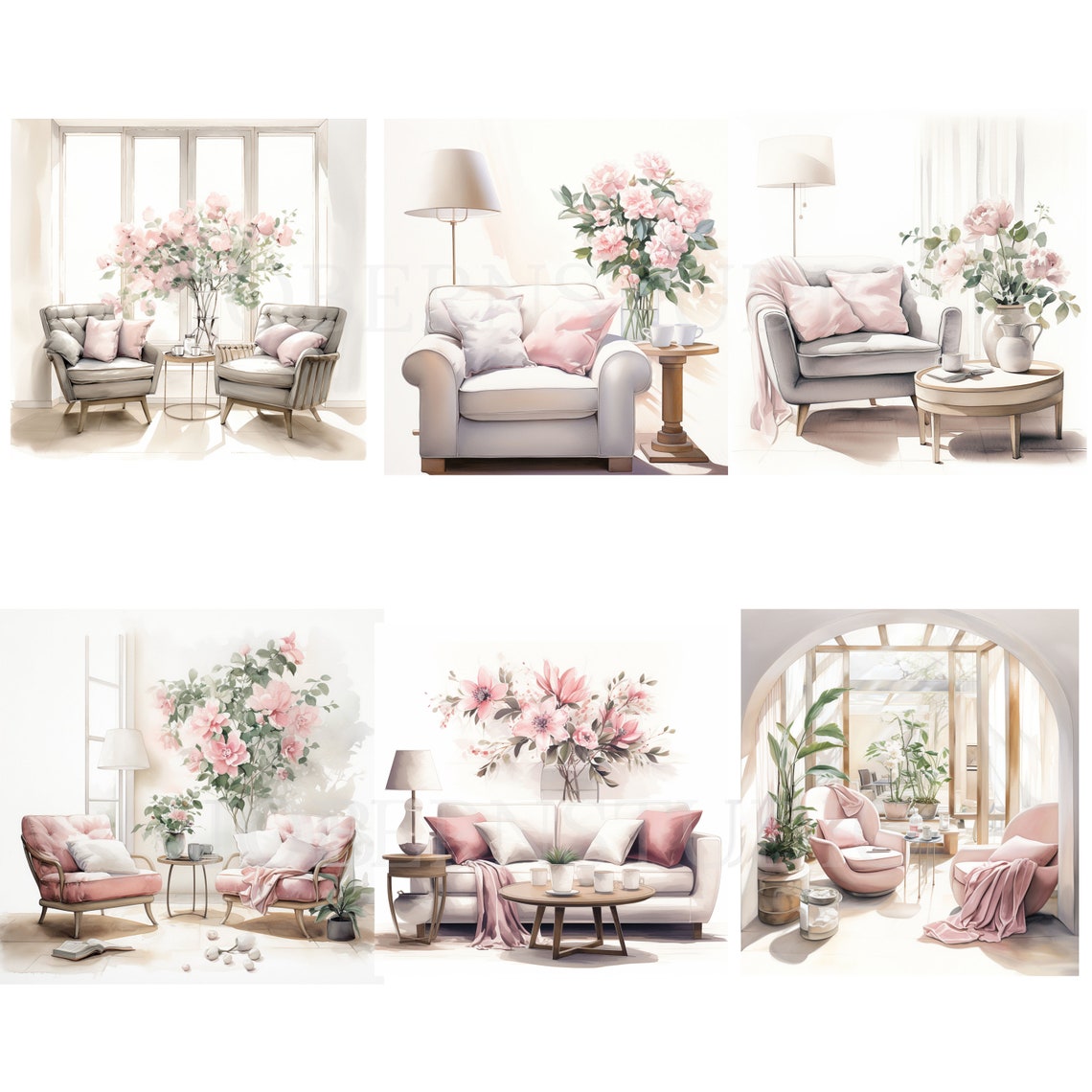 Living Room Clipart Bundle 15 High Quality Png,watercolor Home Decor ...