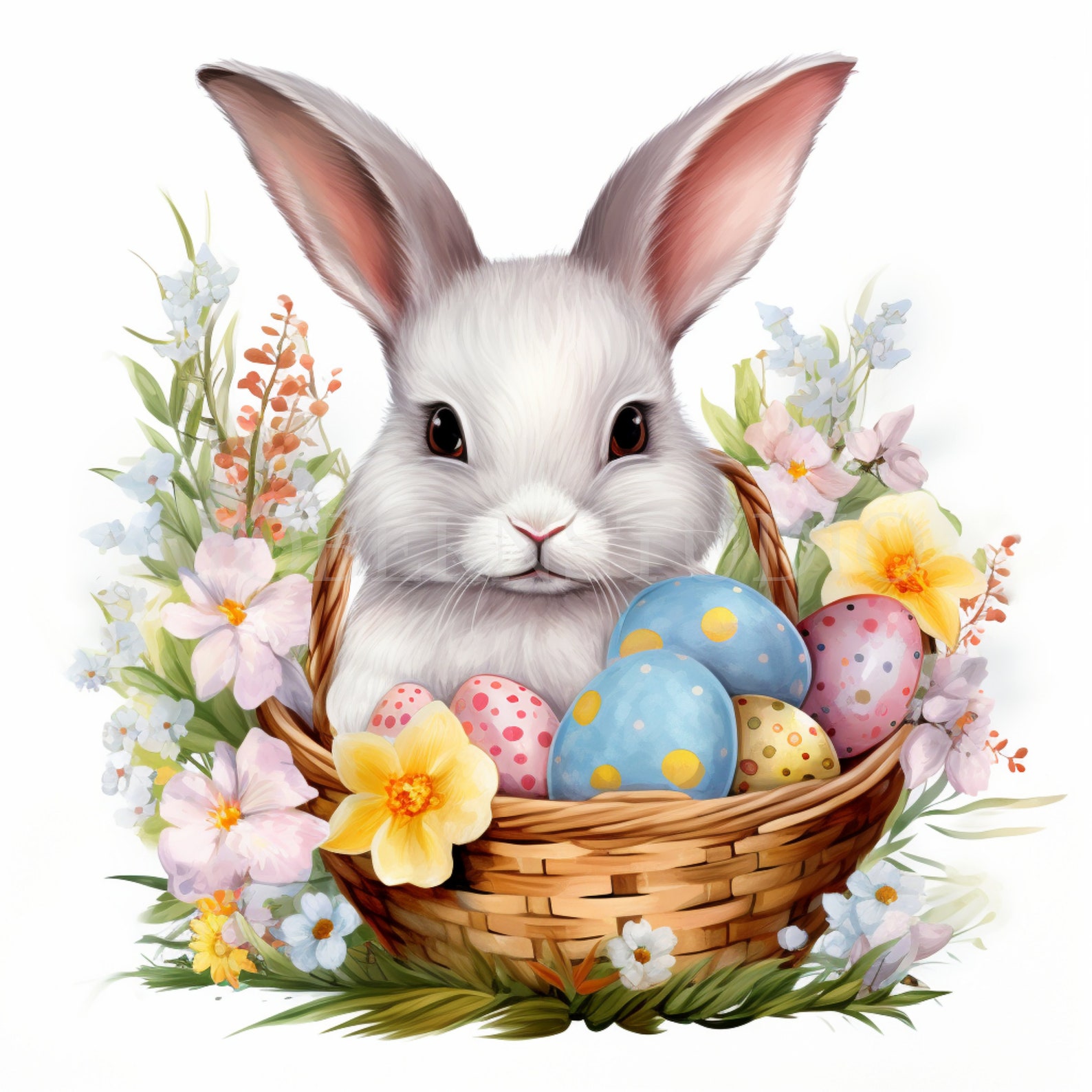 Easter Bunny Clipart PNG Bundle 10 High Quality JPG, Easter Watercolor ...