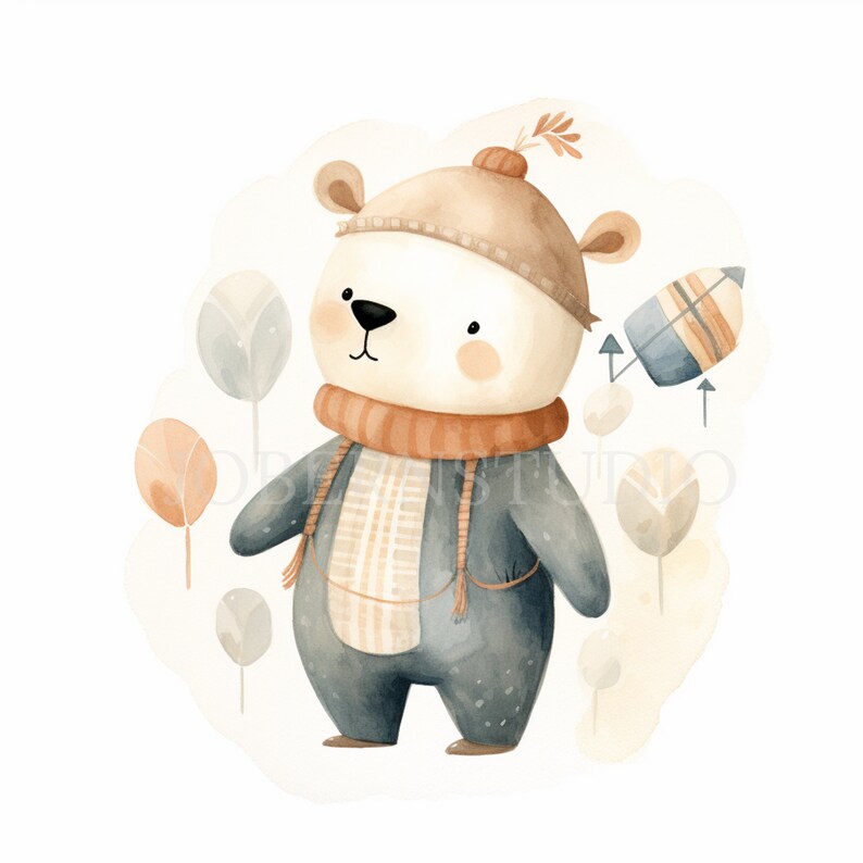 Teddy Bear Baby Party Clipart PNG,10 High Quality,watercolor Digital ...
