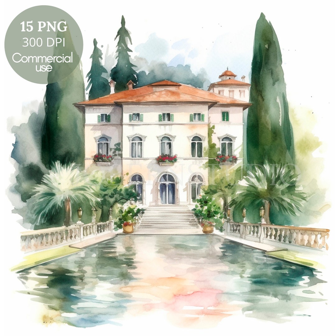 Italian Villa Clipart Png,bundle 15 High Quality,watercolor Home ...