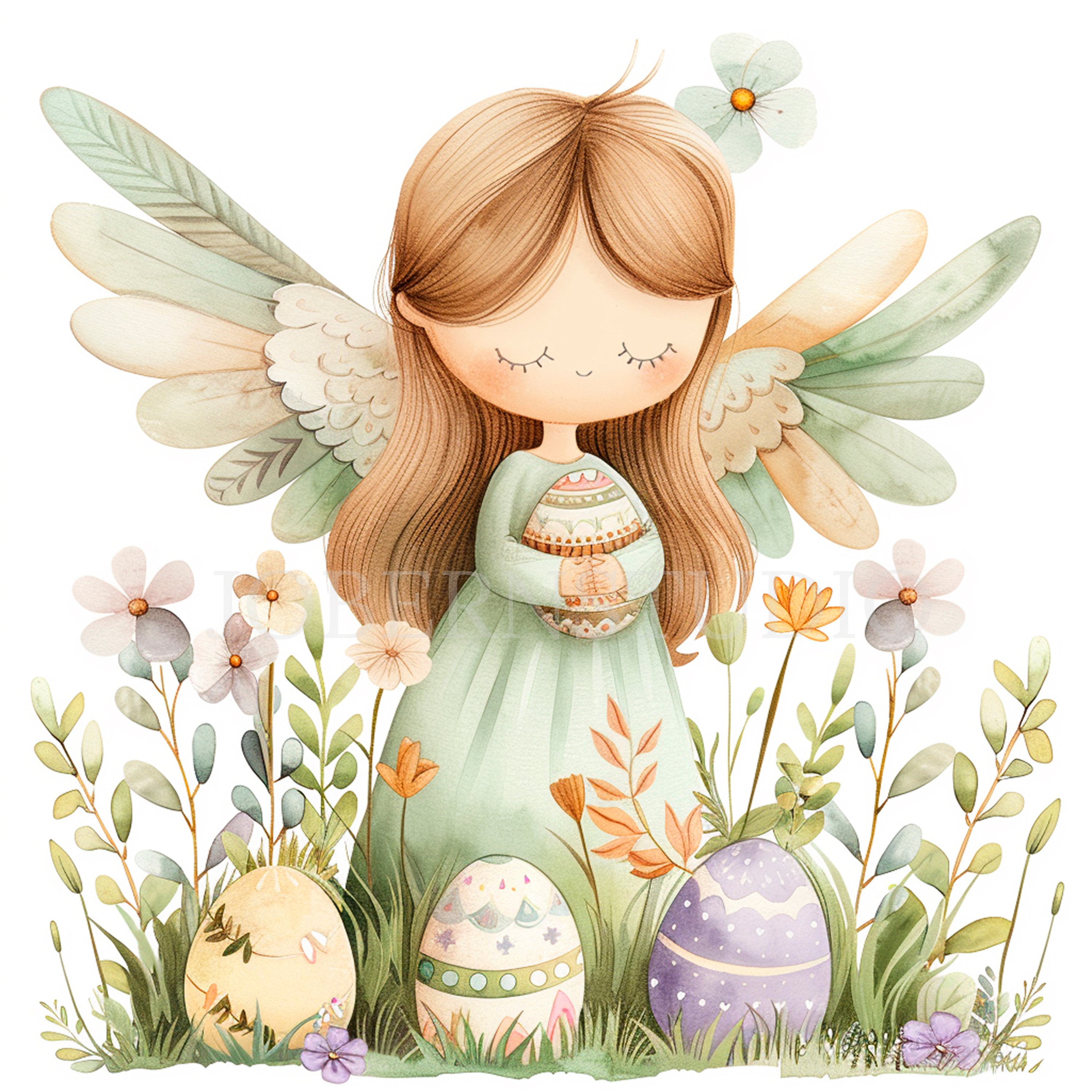 Easter Angel Clipart PNG Bundle 14 High Quality,easter Egg Watercolor ...