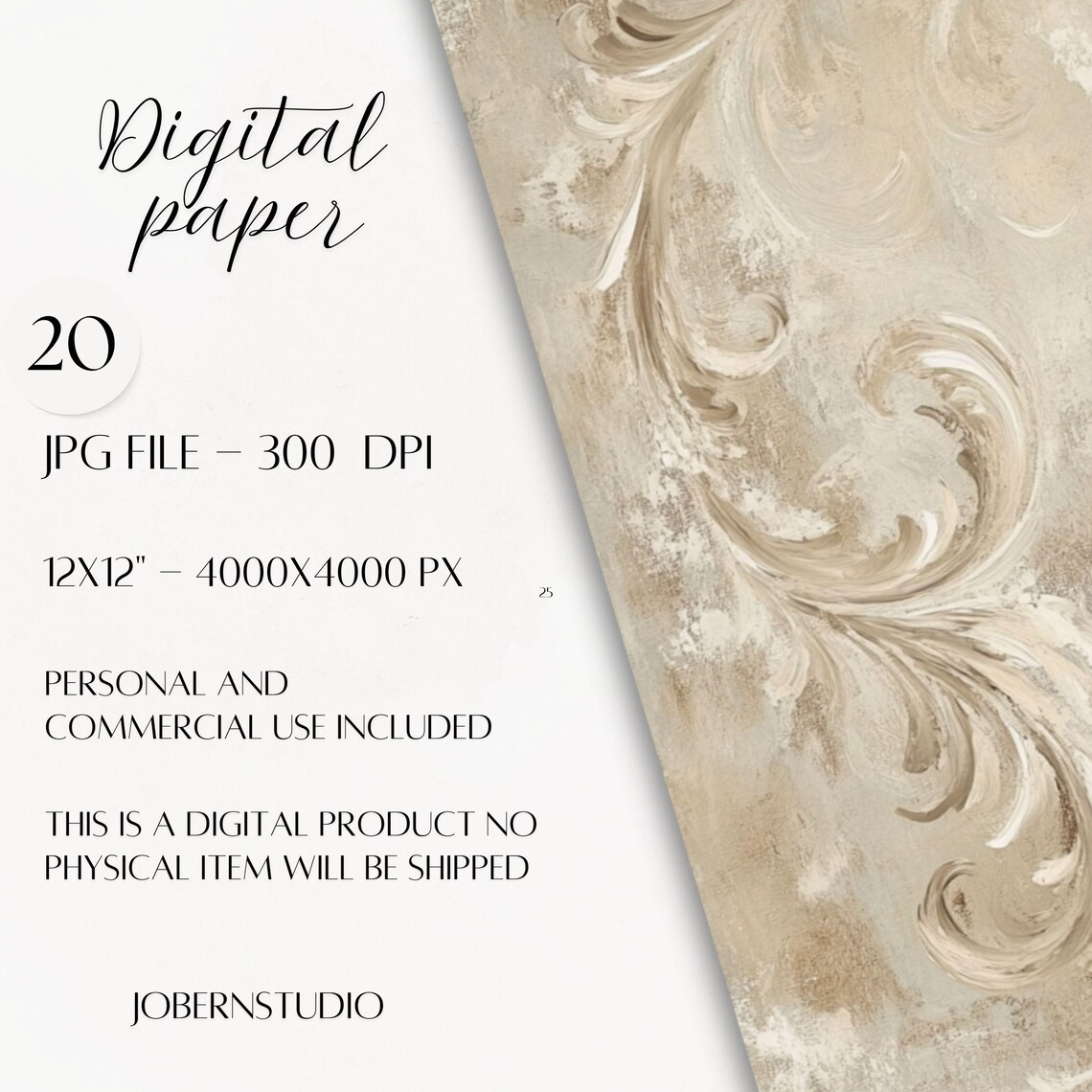 Italian Beige Pattern Digital Paper Pack -20 Scrapbook Junk Journal ...